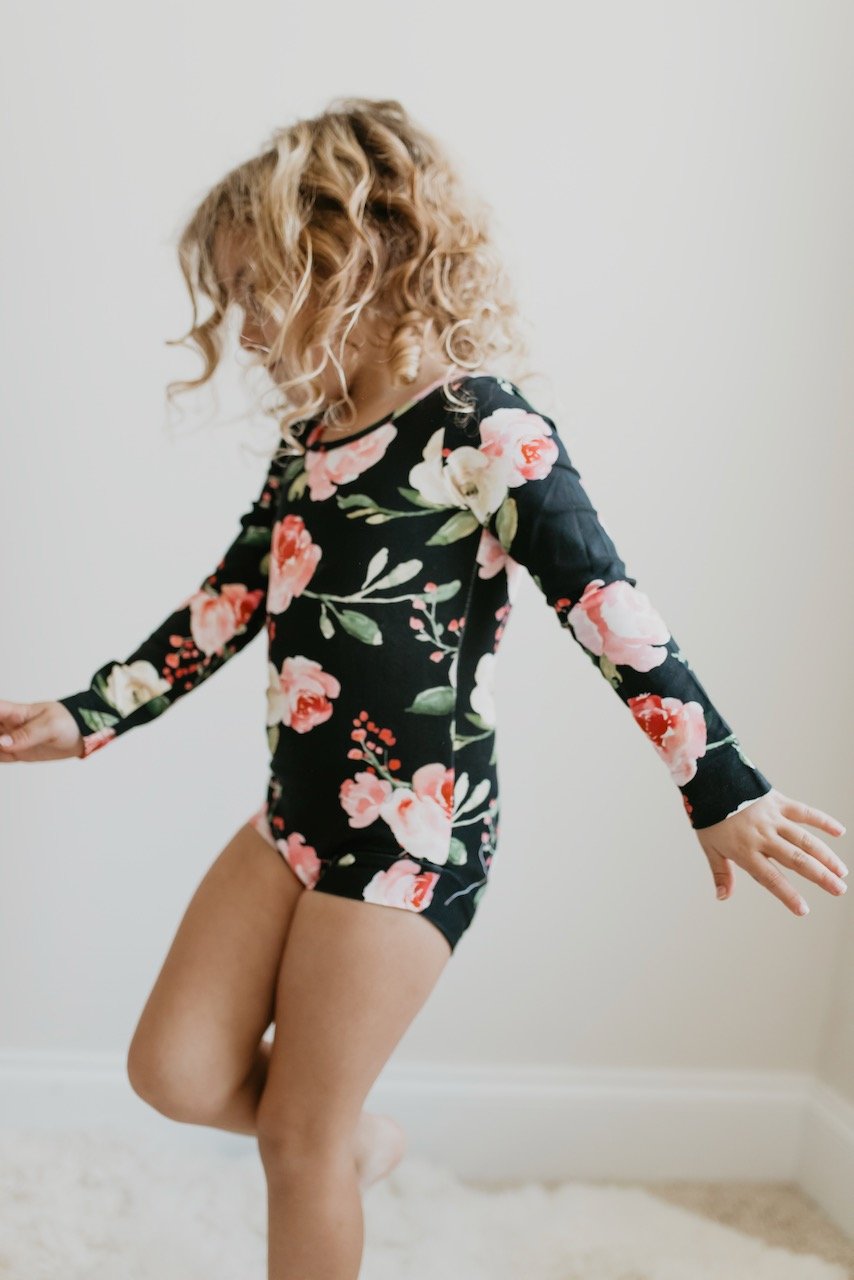Black Floral Leotard Oopsie Daisy